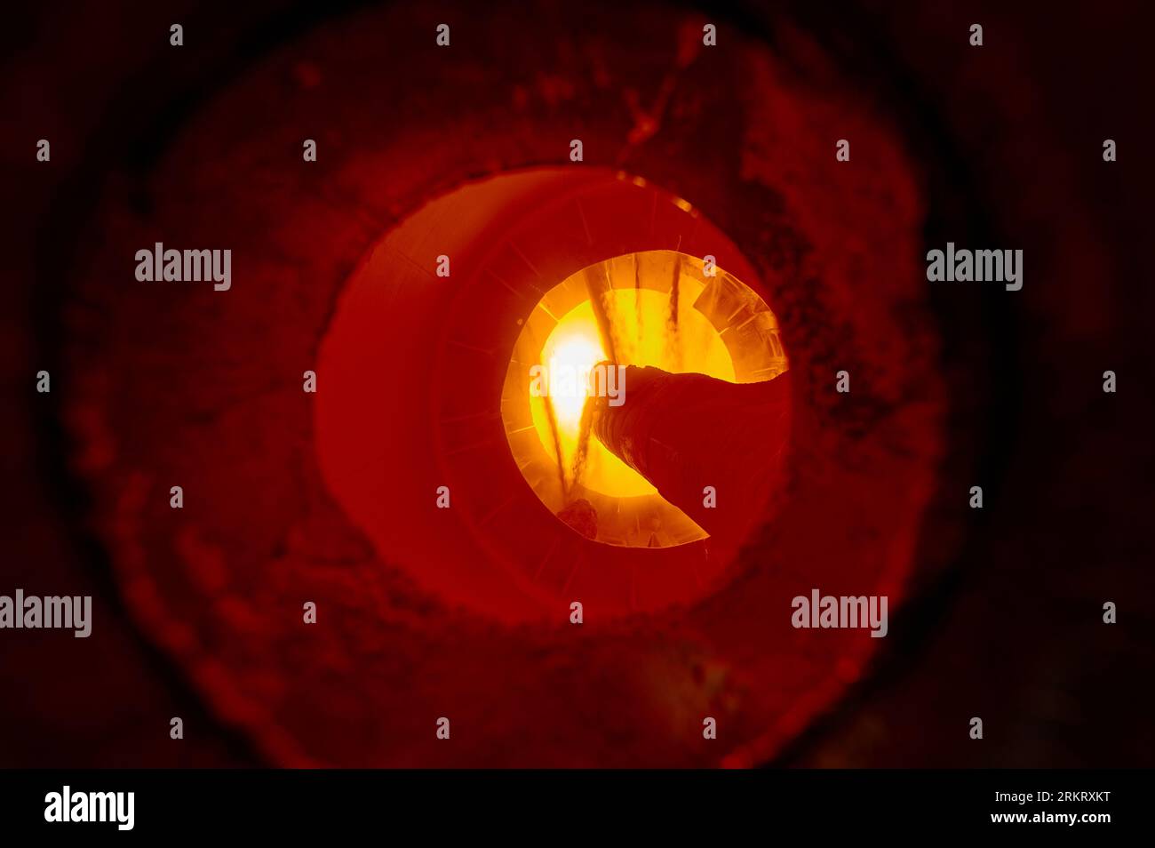 Combustion chamber of rotary furnace for roasting limestone Stock Photo ...