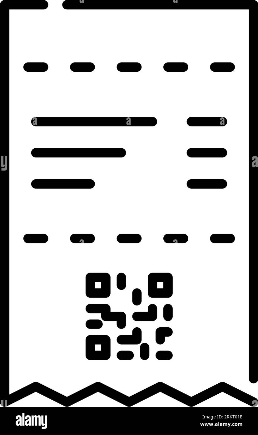 Receipt with qr-code at the bottom. Shopping payment document. Pixel ...