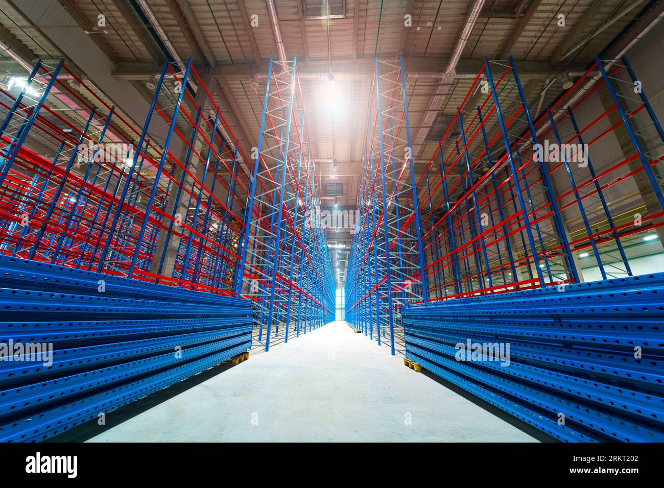 Building a huge warehouse with high racking Stock Photo - Alamy
