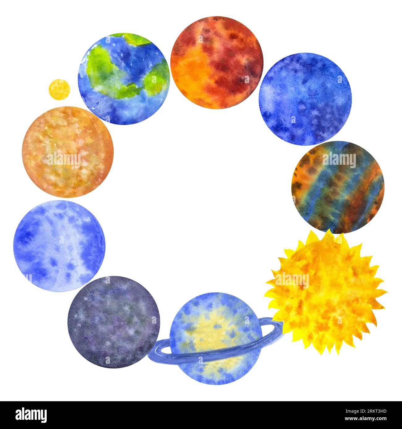Frame planets of the solar system. Mercury Venus Earth Mars Jupiter Sun ...