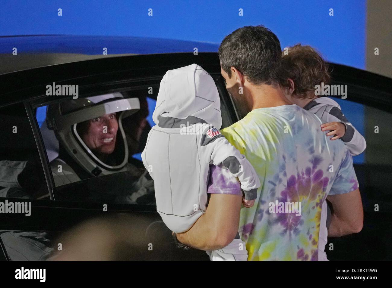 NASA astronaut Jasmin Moghbeli talks to her husband Sam Wald and twin ...