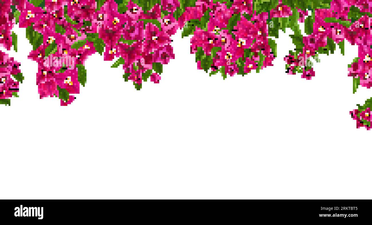 White floral background decorated with border of hanging blooming ...