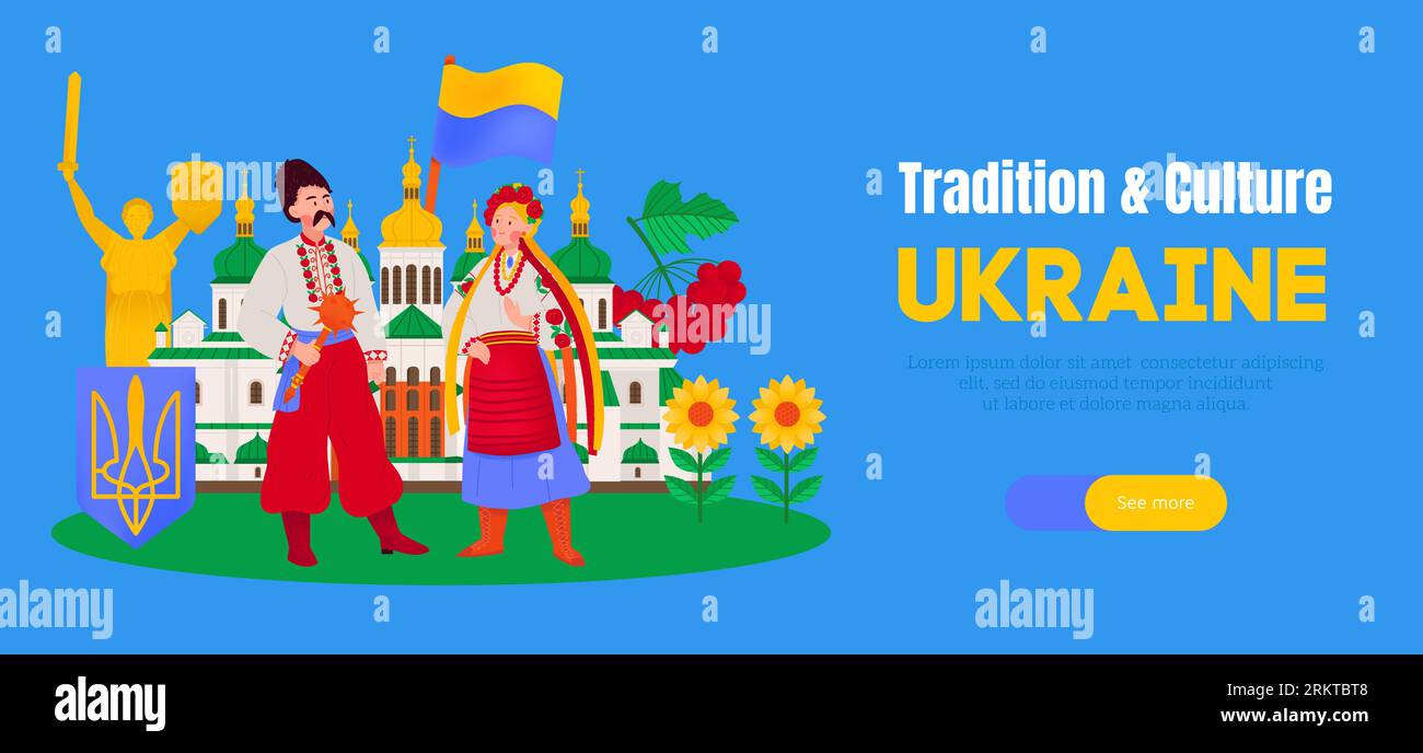 Traditions and culture of ukraine horizontal banner decorated with male ...