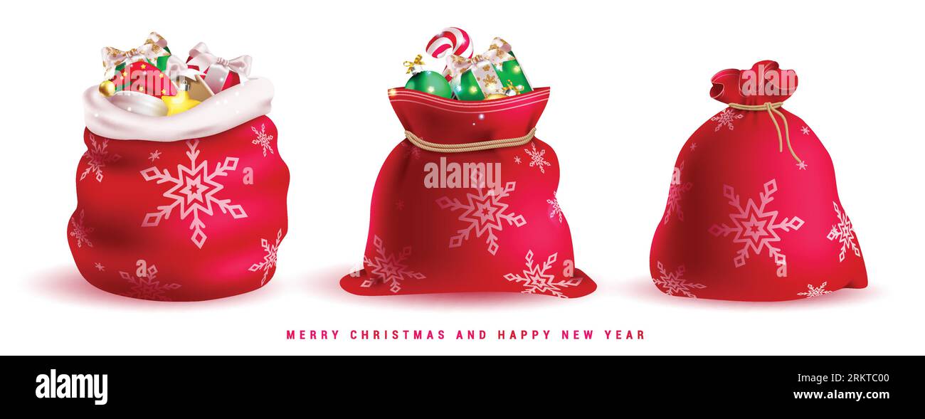 Christmas sacks elements set vector design. Christmas sacks in open ...