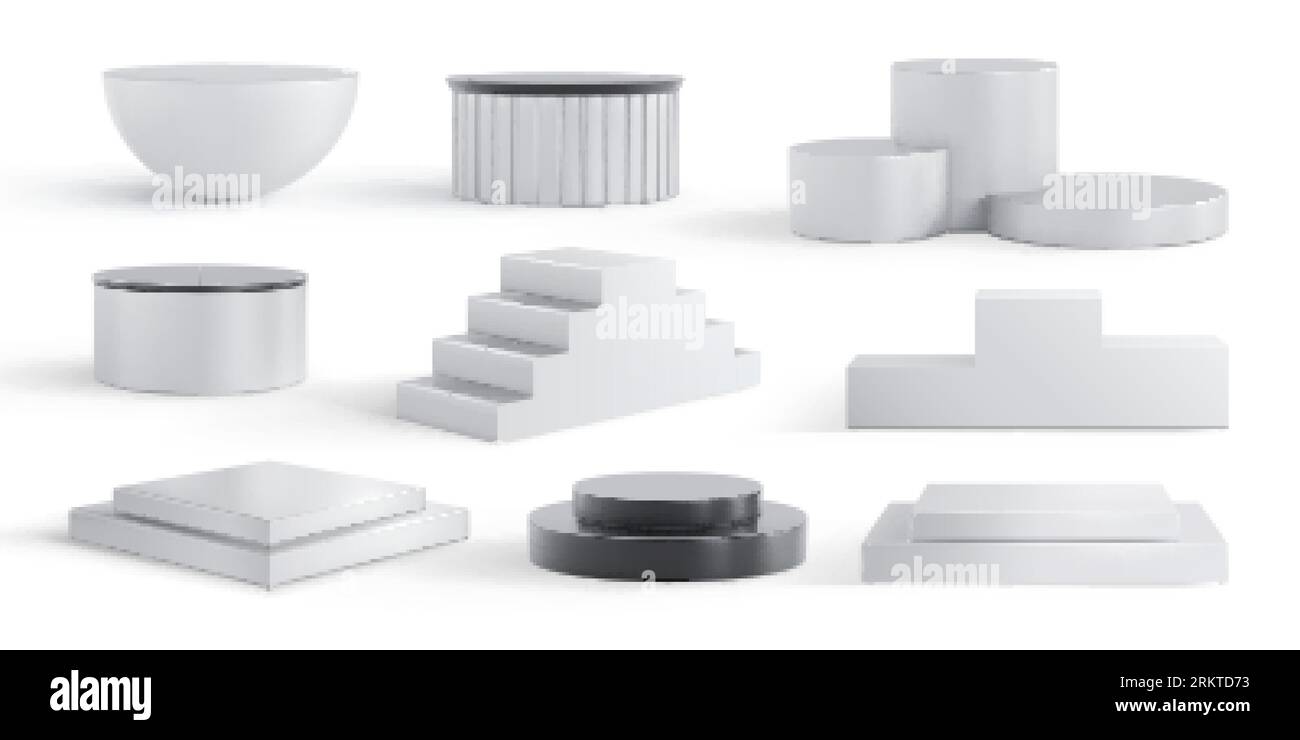 Award ceremony presentation podium realistic set of isolated images ...