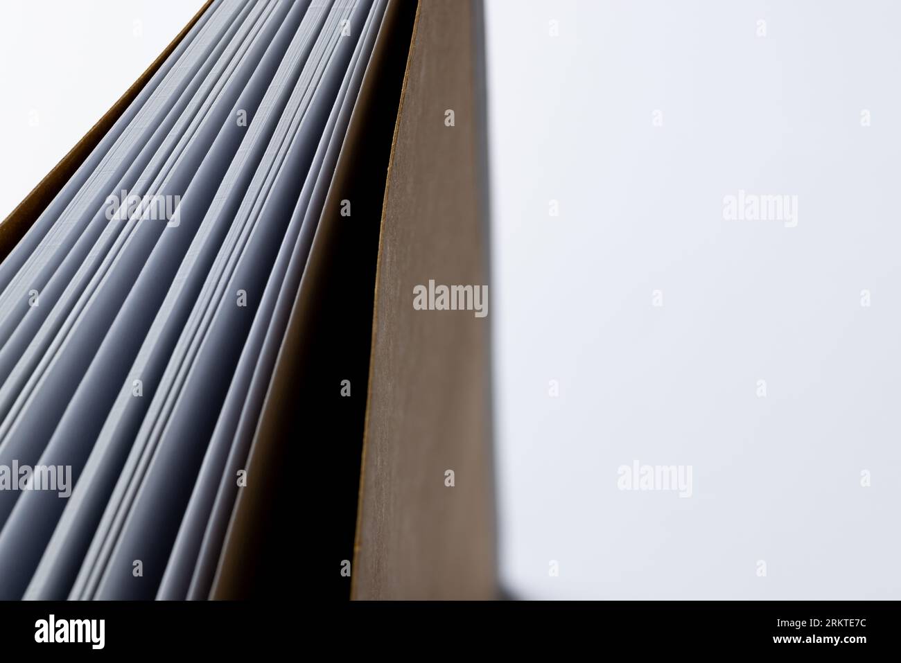 Micro of notebook pages and copy space on white background Stock Photo ...