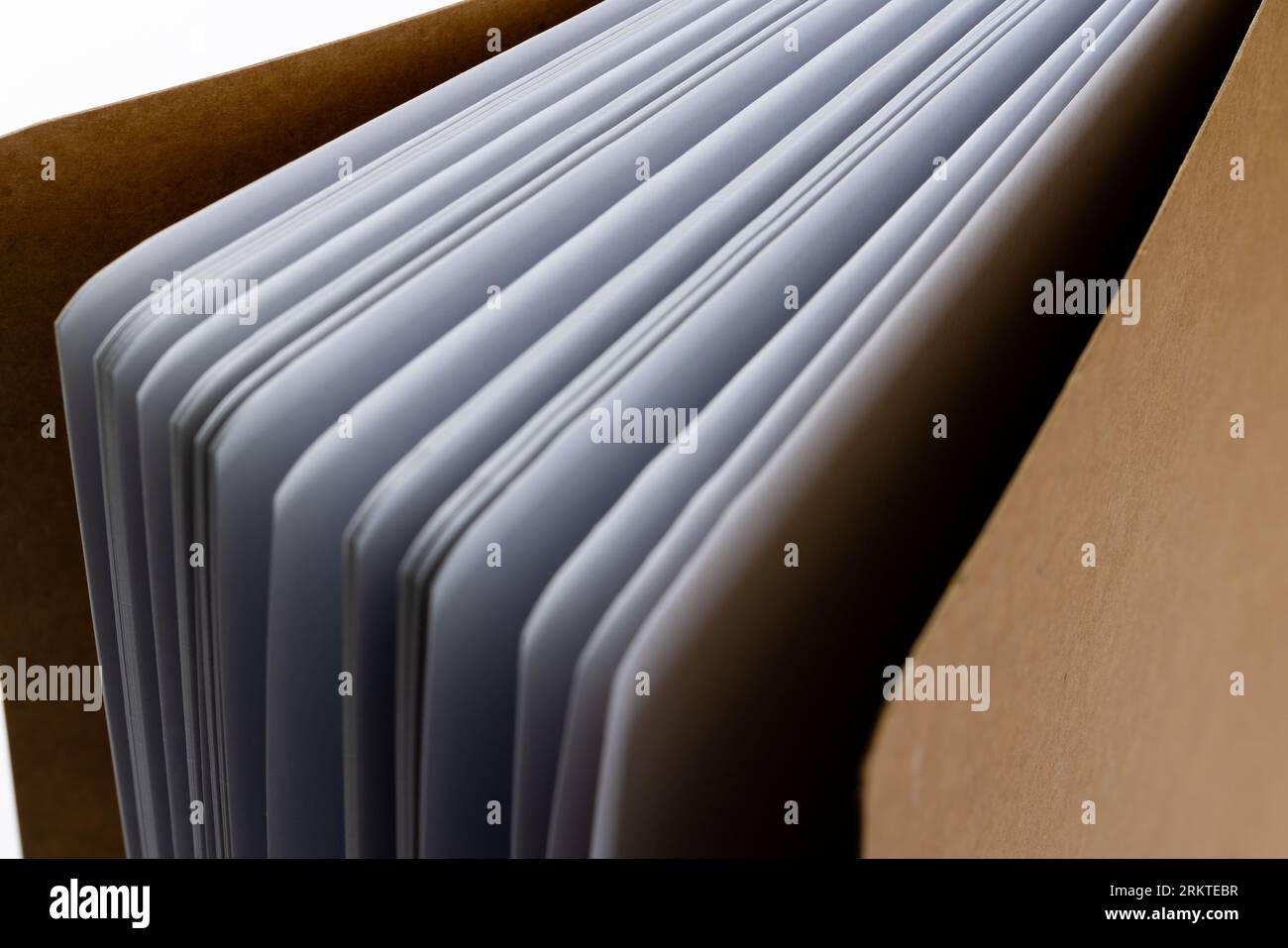 Micro of notebook pages and copy space on white background Stock Photo ...