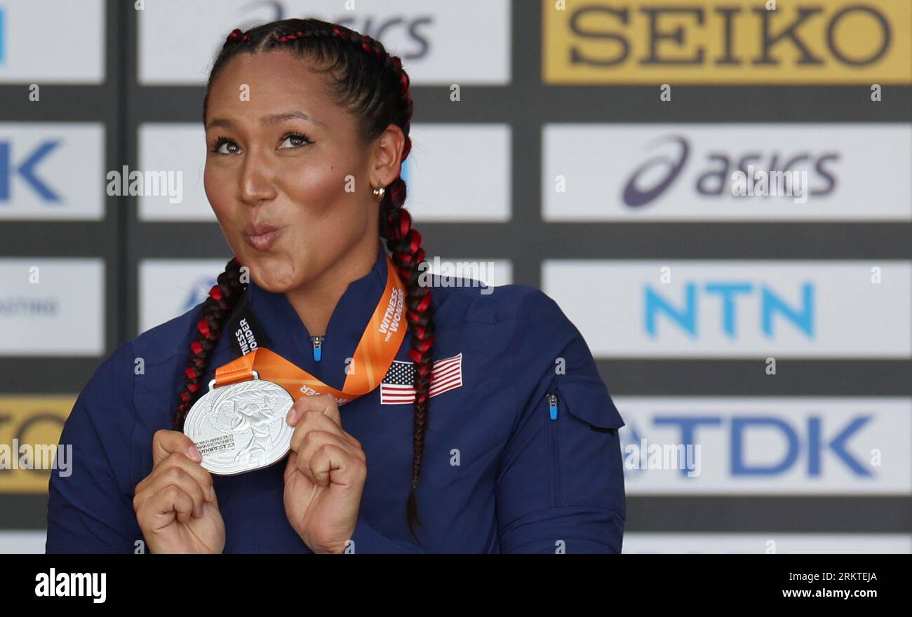 Budapest, Hungary. 25th Aug, 2023. Silver medalist Janee' Kassanavoid ...