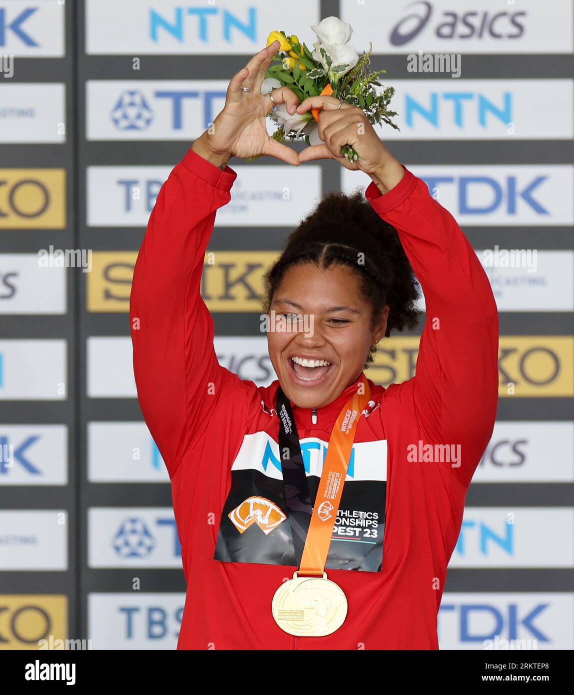 Budapest, Hungary. 25th Aug, 2023. Gold medalist Camryn Rogers of ...