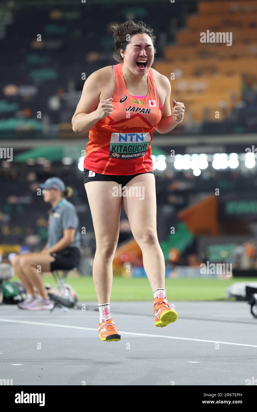Budapest, Hungary. 25th Aug, 2023. Japan's Haruka Kitaguchi celebrates ...