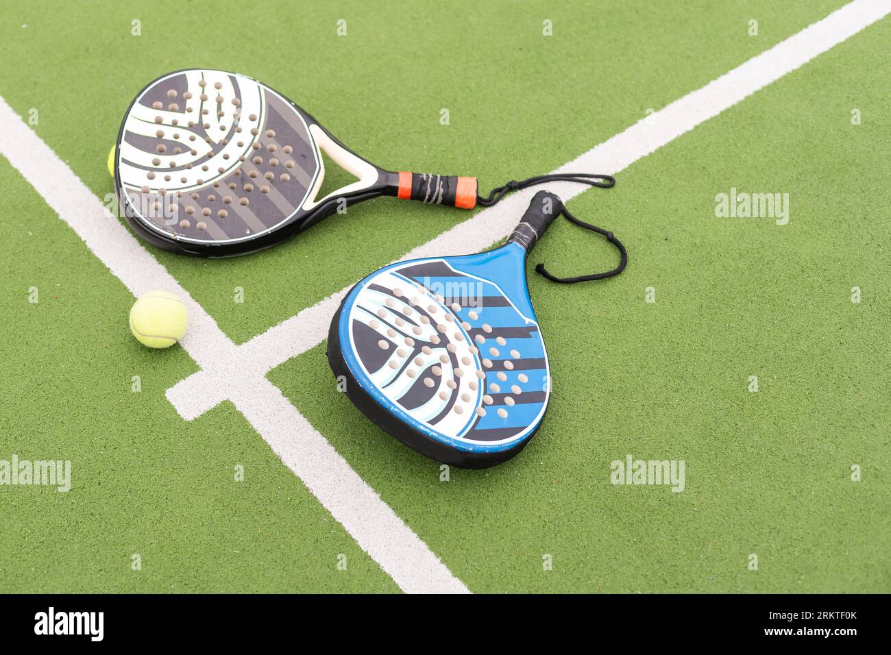 padel tennis racket sport court and balls Stock Photo - Alamy