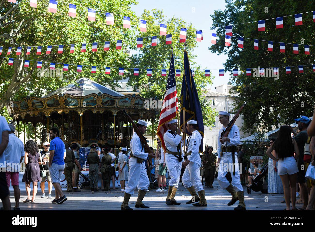 Avignon, France. 25th Aug, 2023. Soldiers from the United States march ...