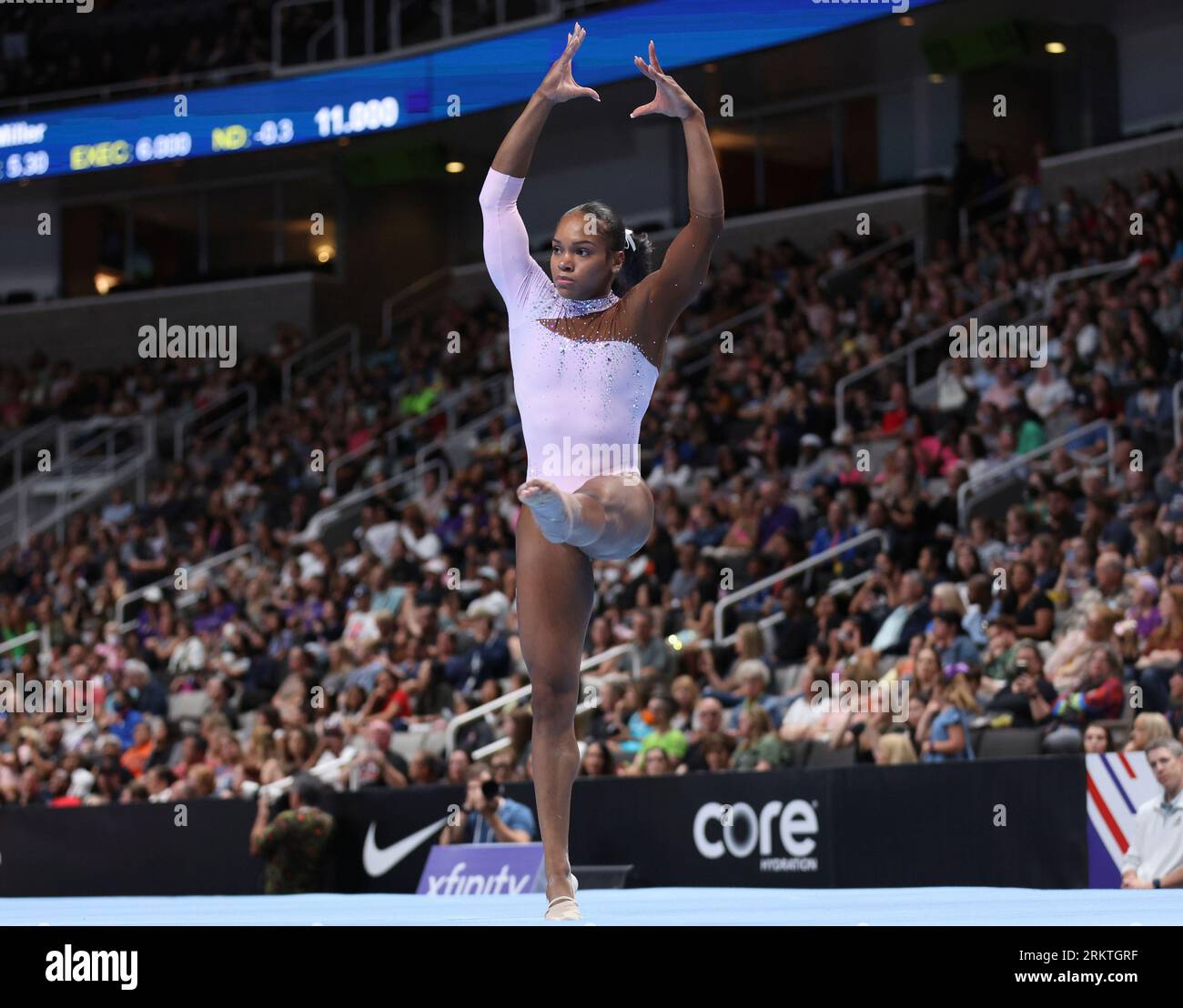 August 25, 2023: Shilese Jones competes on the floor exercise during ...