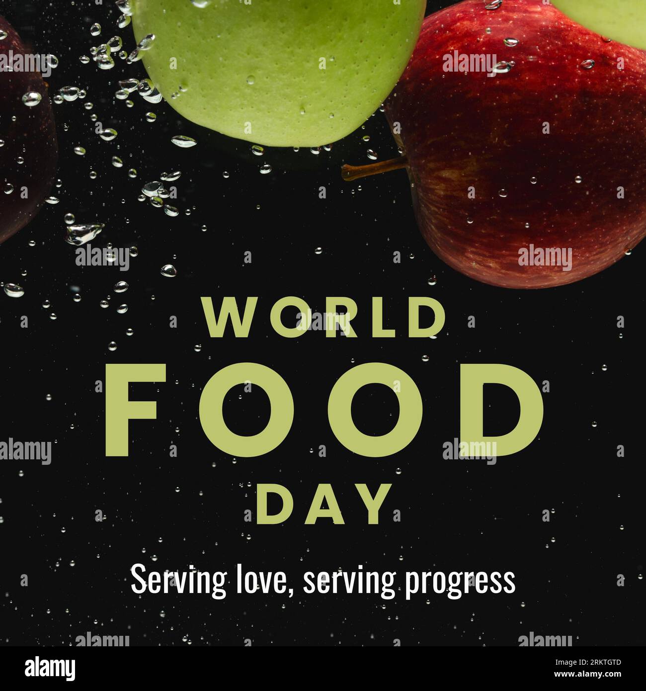 Composite of world food day and serving love, serving progress text ...