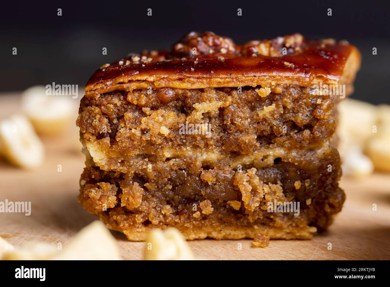 A piece of fresh and soft baklava , sweet oriental baklava sweets using ...