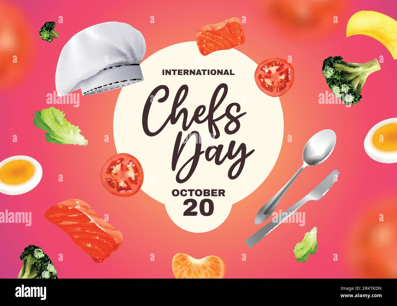 International chefs day composition of badge with editable text and ...