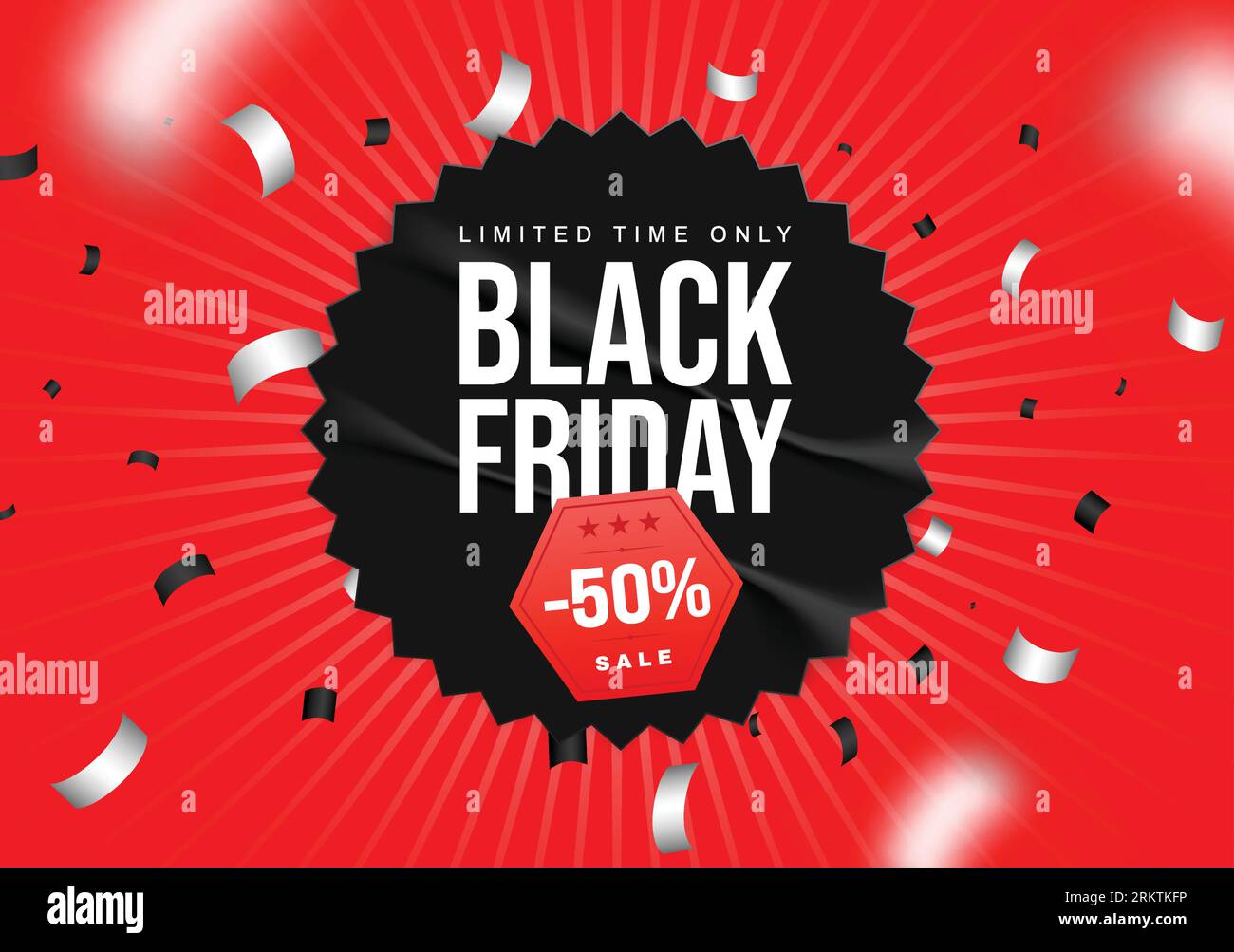 Black friday composition with black and red badge editable text with ...
