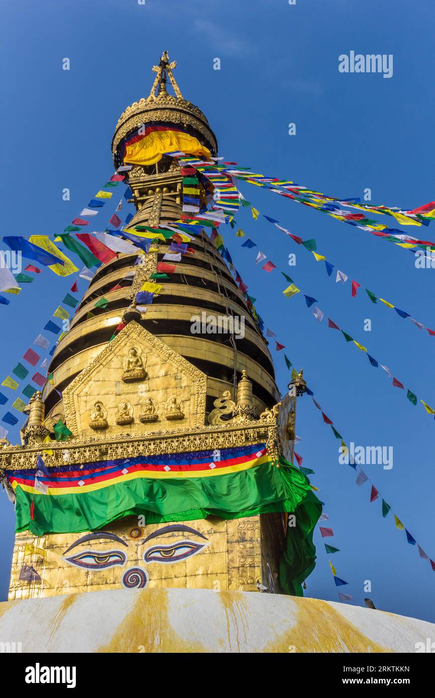 Prayer flags stupa swayambhunath hi-res stock photography and images ...