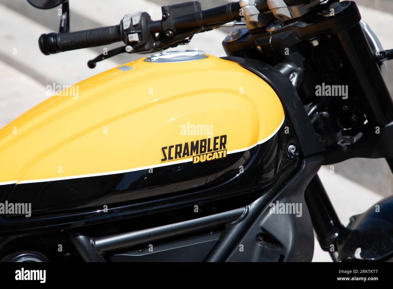 Bordeaux , France - 08 18 2023 : Ducati Scrambler 1100 detail ...