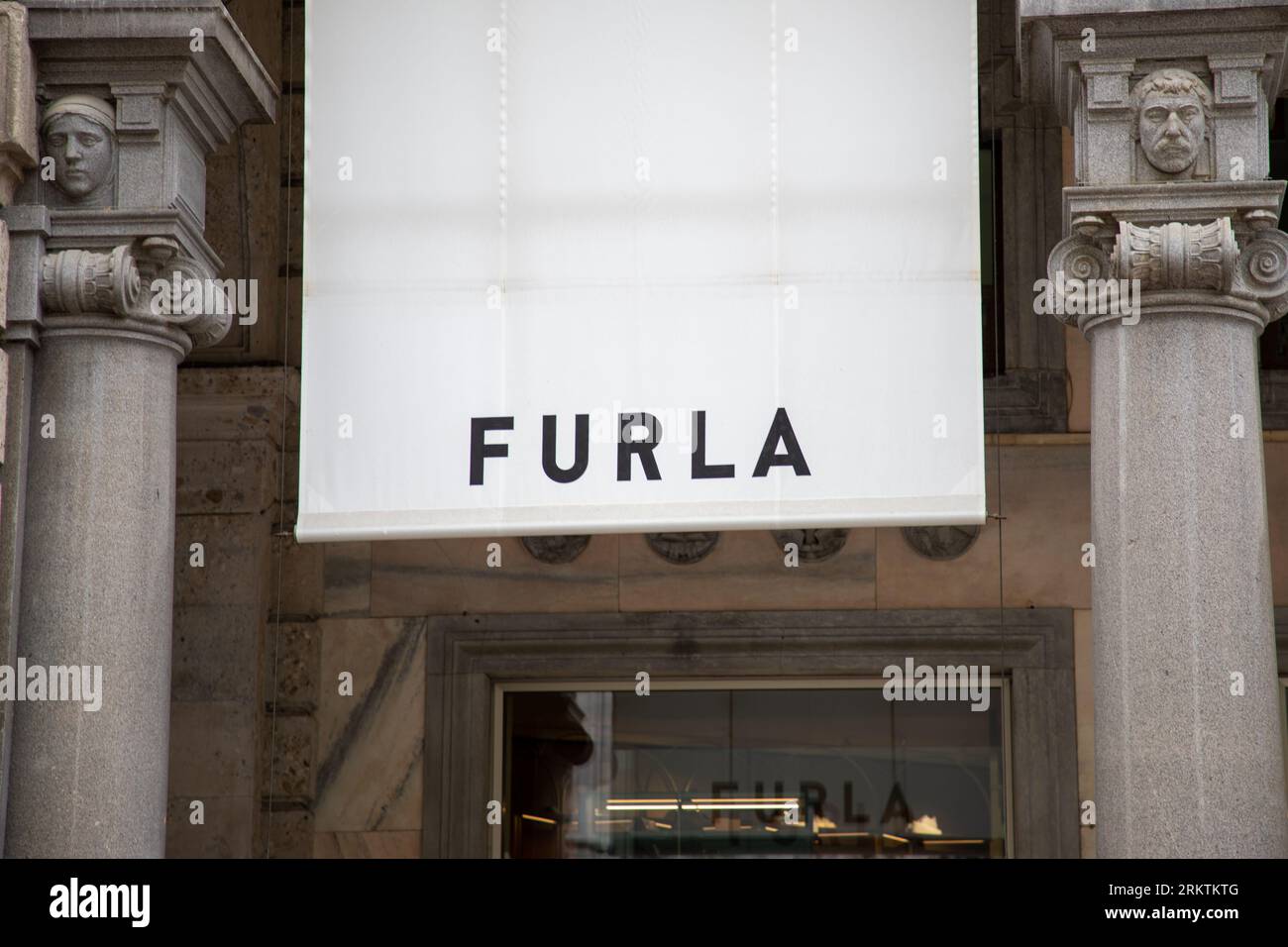 Milan , Italy - 08 22 2023 : furla logo brand and sign text front ...