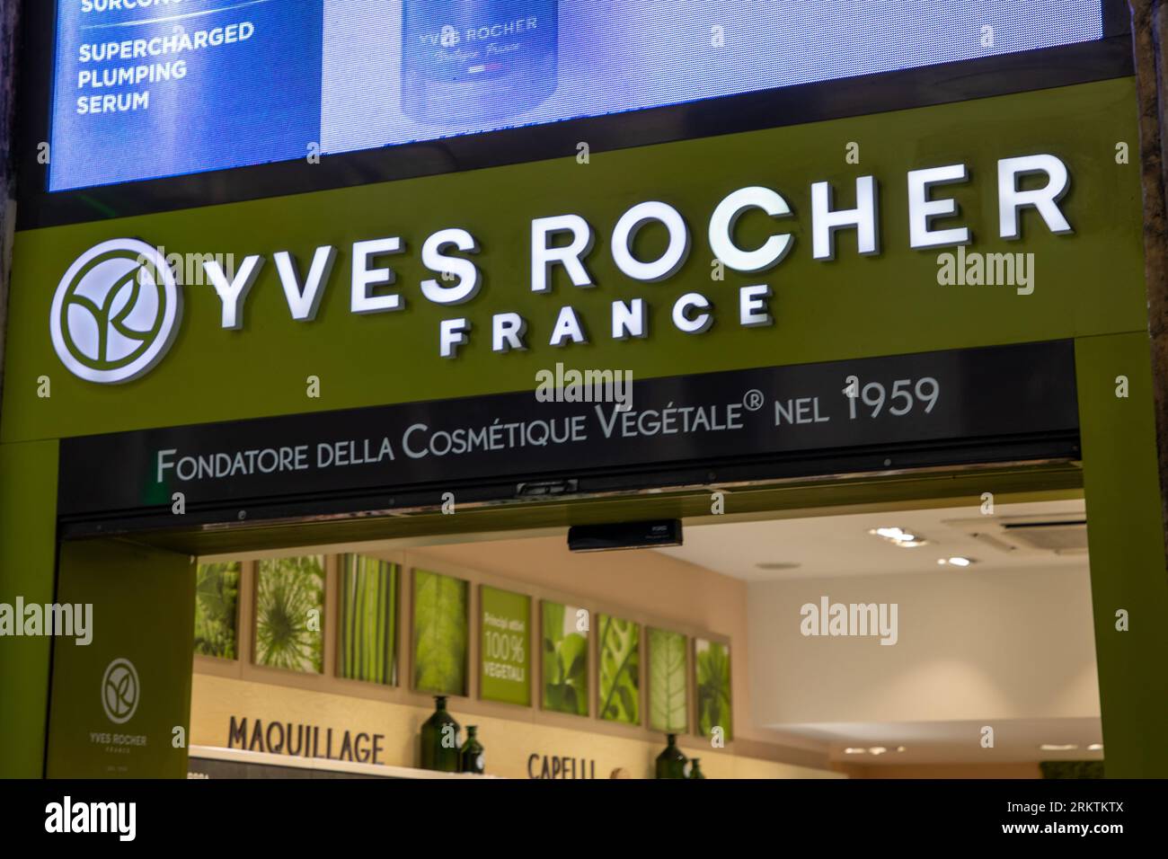 Milan , Italy - 08 17 2023 : Yves Rocher logo text green sign brand ...