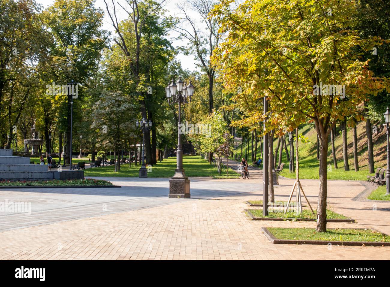 Summer green park inside the city Stock Photo - Alamy