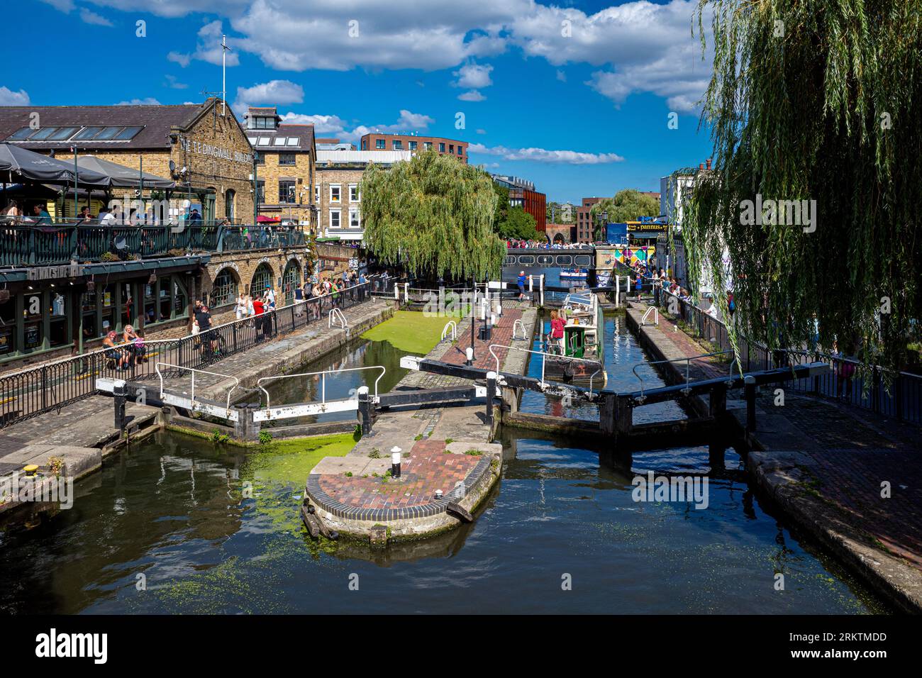 Camden Lock London - Regents Canal locks at Camden London overlooked by ...