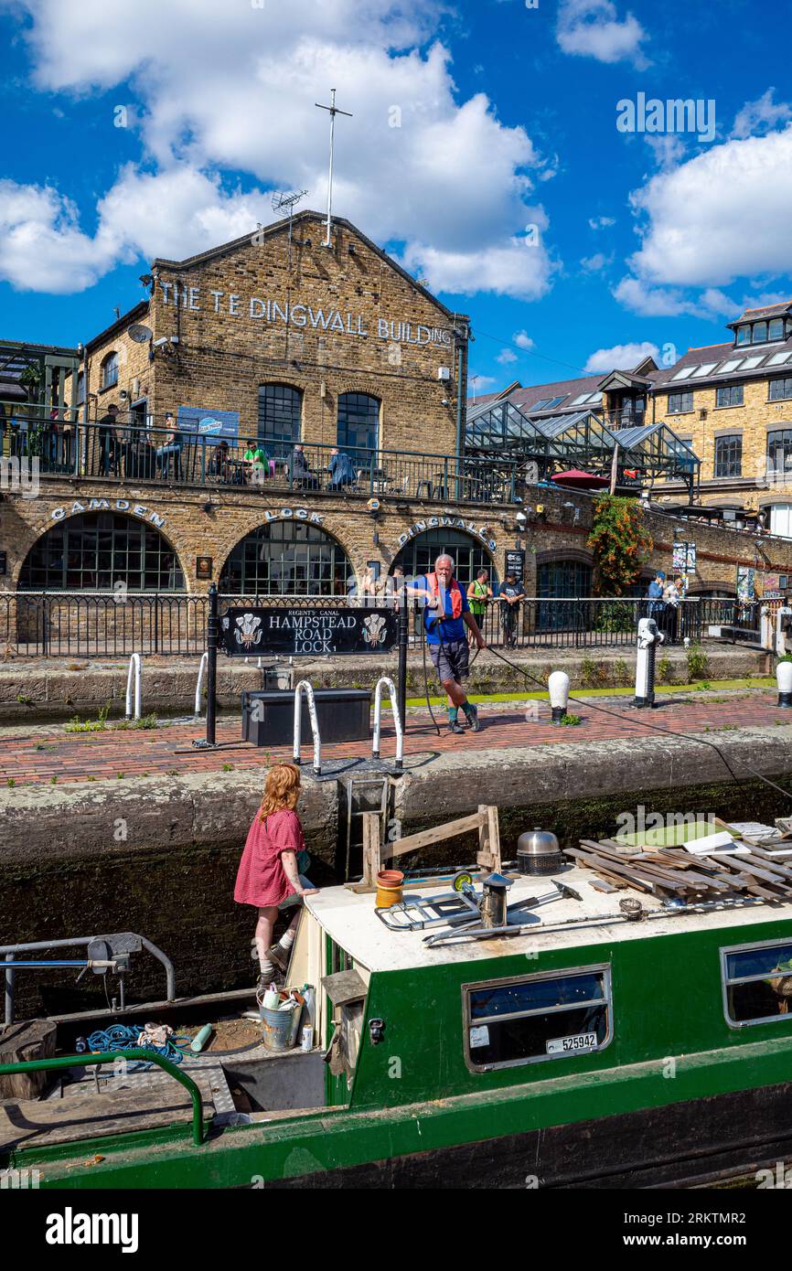 Camden Lock London - Regents Canal locks at Camden London overlooked by ...