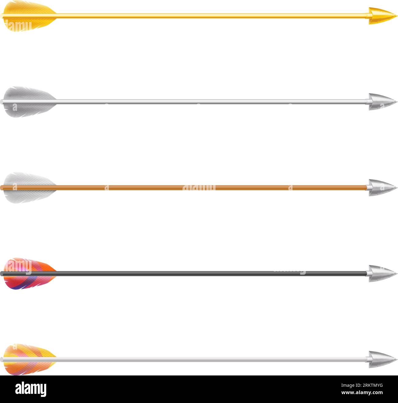 Set of Medieval Bow Arrows on White Background. Colorful Bright ...
