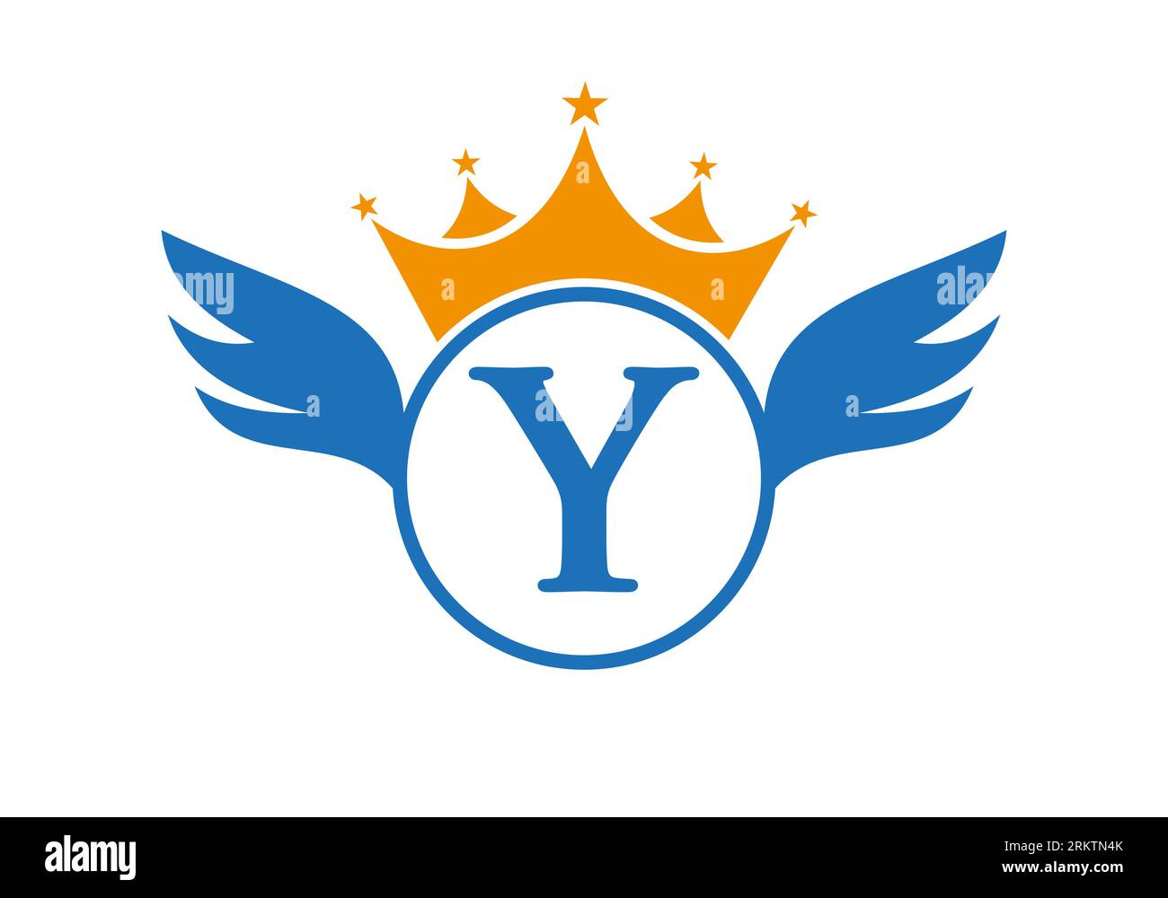 Wing Logo on Letter Y Concept With Crown Icon Vector Template. Wing ...