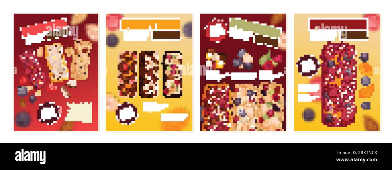 Healthy protein bar posters advertising natural product with low sugar ...