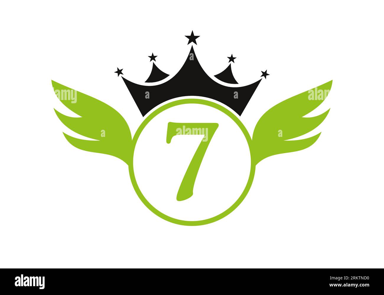 Wing Logo on Letter 7 Concept With Crown Icon Vector Template. Wing ...