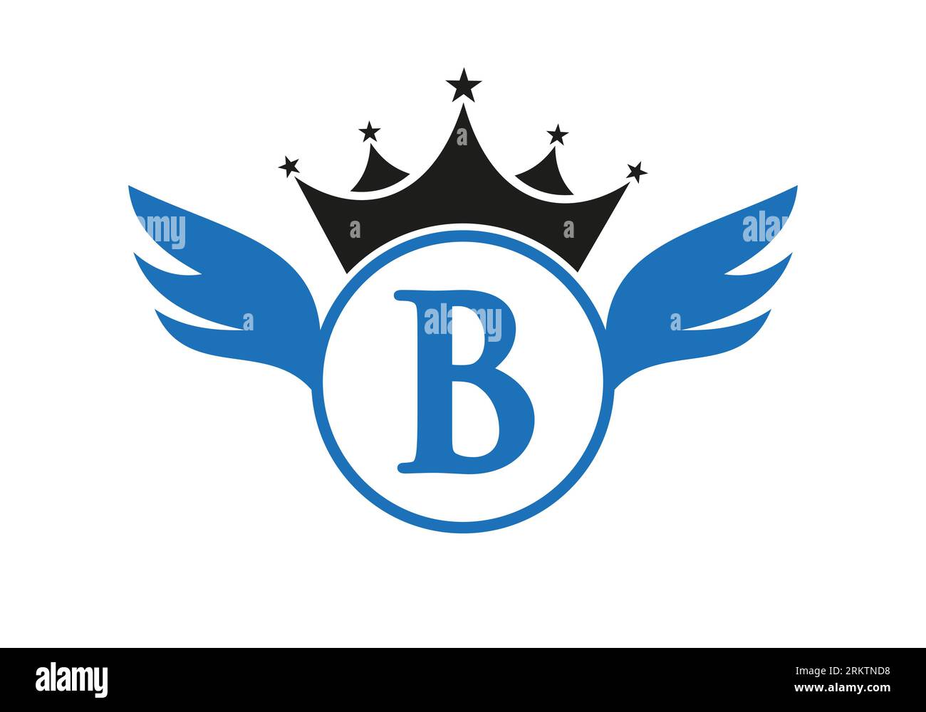 Wing Logo on Letter B Concept With Crown Icon Vector Template. Wing ...