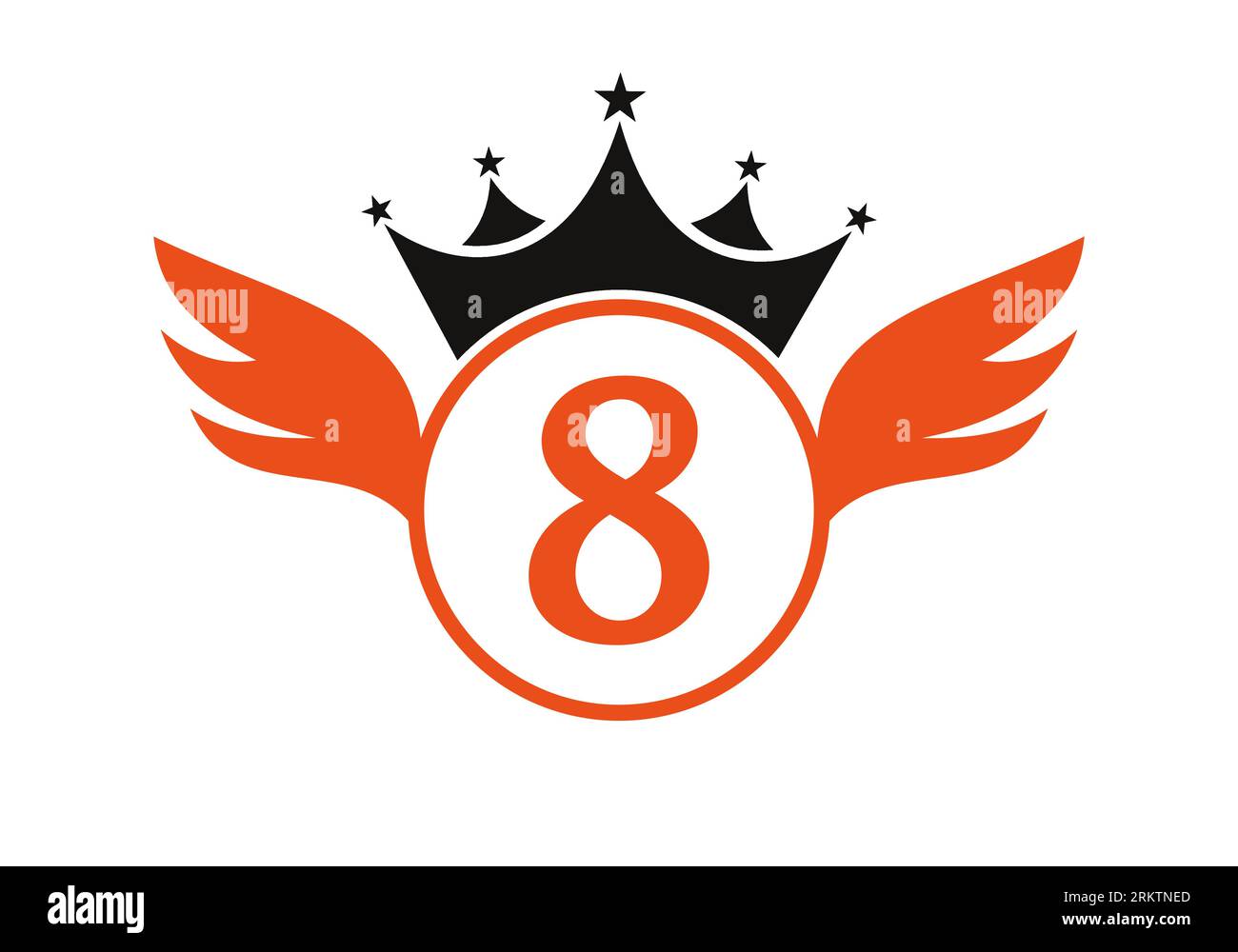 Wing Logo on Letter 8 Concept With Crown Icon Vector Template. Wing ...