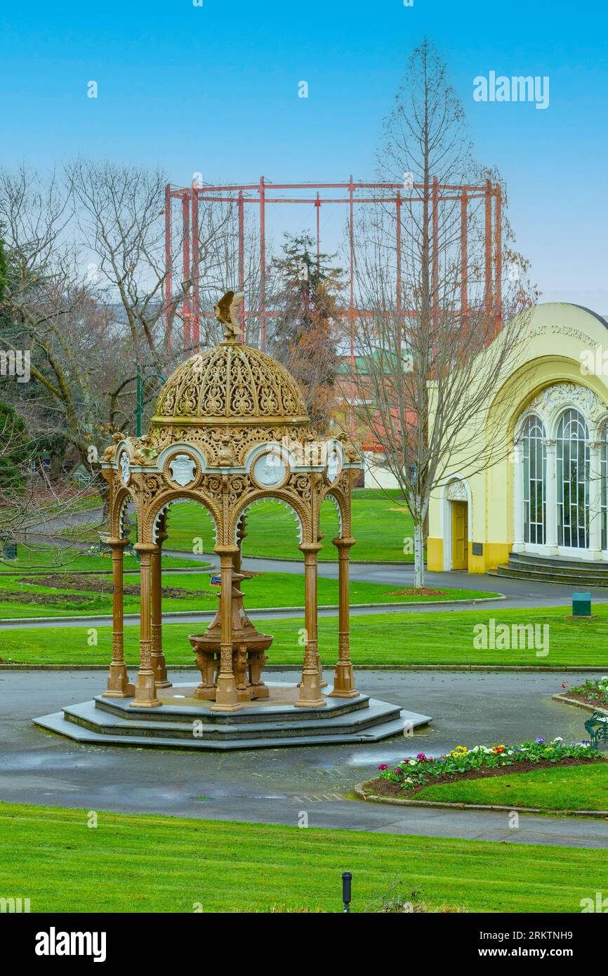 City Park in Launceston, Tasmania, Australia, including the historic City Park Water Fountain ...