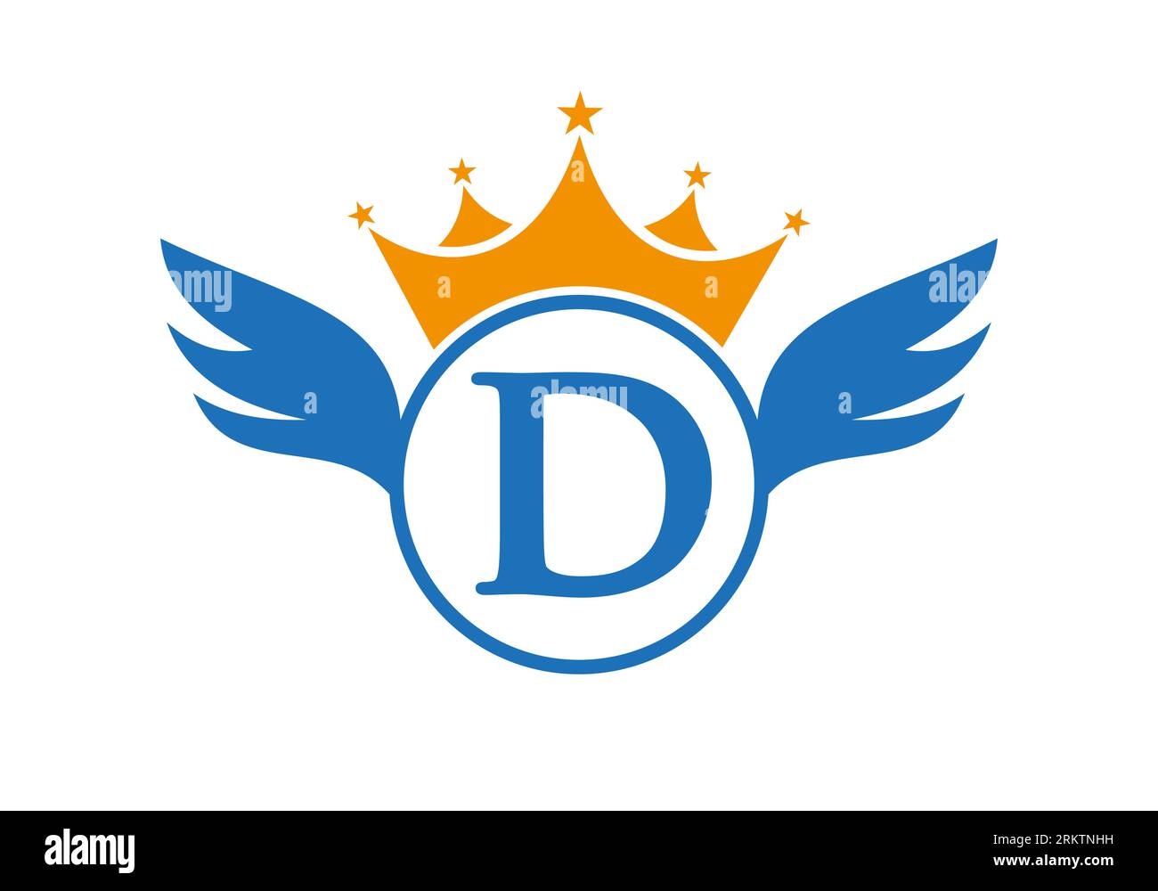 Wing Logo on Letter D Concept With Crown Icon Vector Template. Wing ...