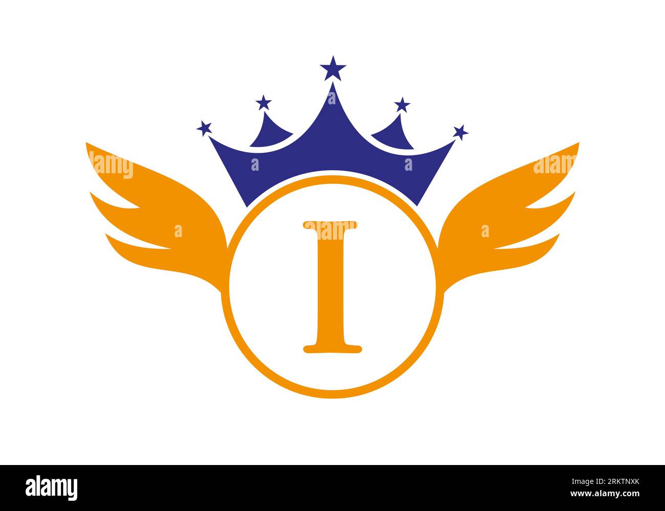 Wing Logo on Letter I Concept With Crown Icon Vector Template. Wing ...