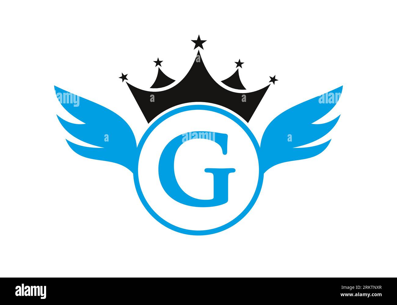 Wing Logo on Letter G Concept With Crown Icon Vector Template. Wing ...