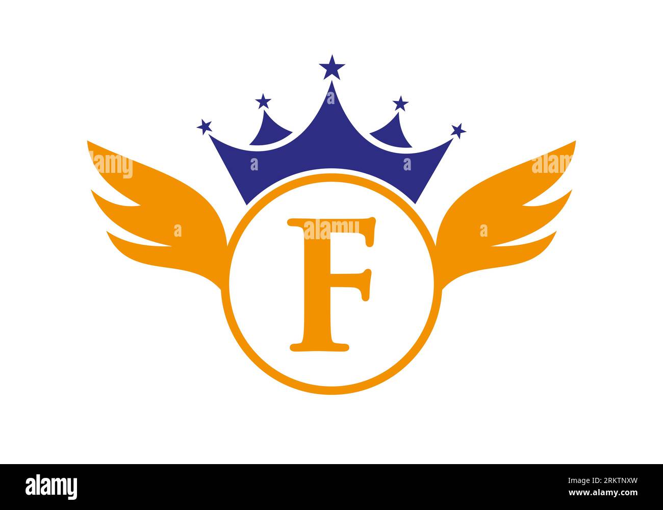 Wing Logo on Letter F Concept With Crown Icon Vector Template. Wing ...