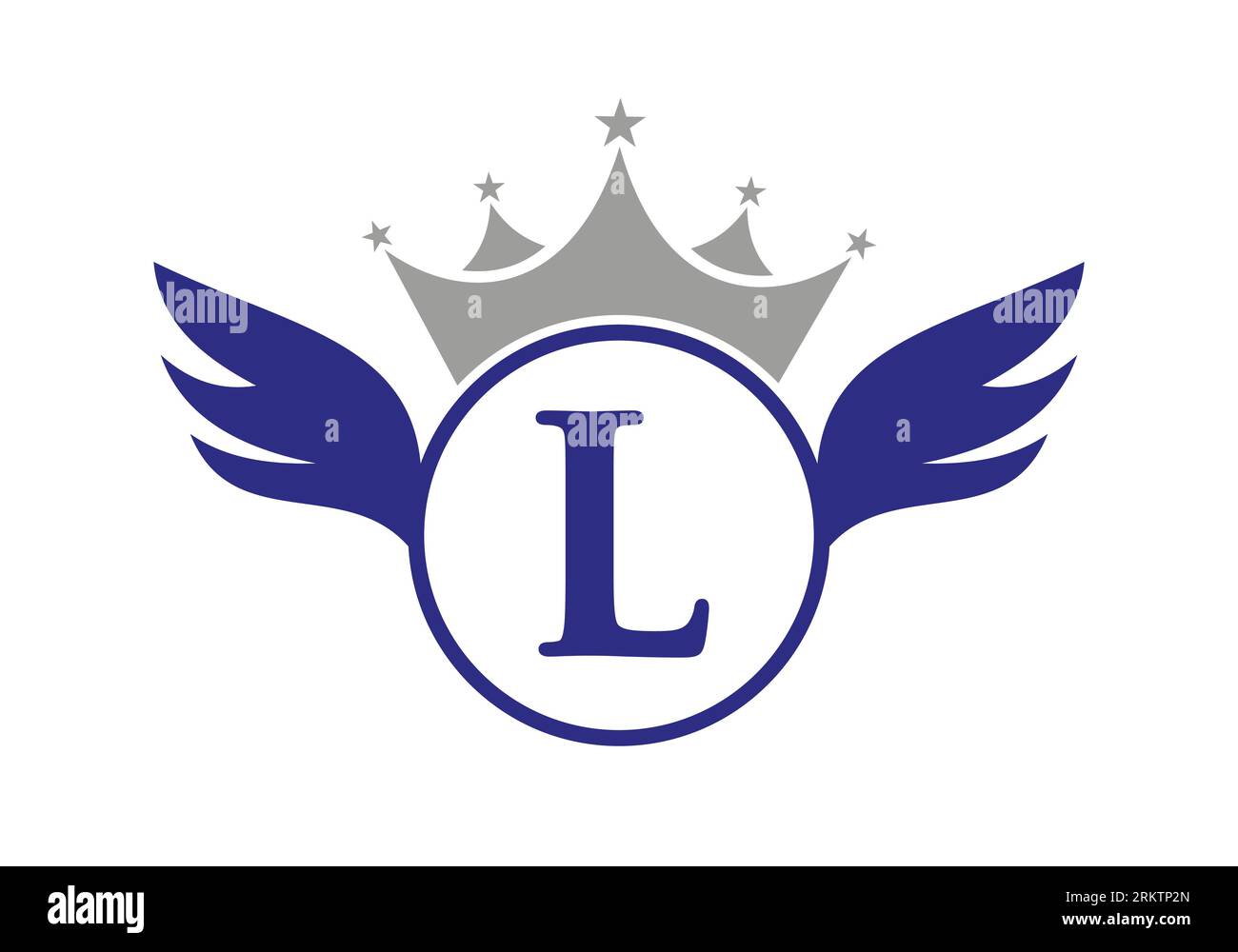 Wing Logo on Letter L Concept With Crown Icon Vector Template. Wing ...