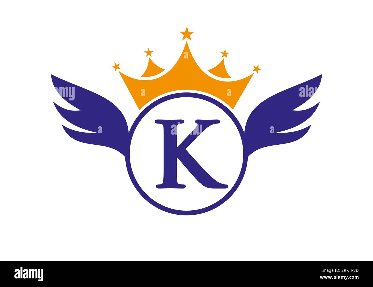Wing Logo on Letter K Concept With Crown Icon Vector Template. Wing ...