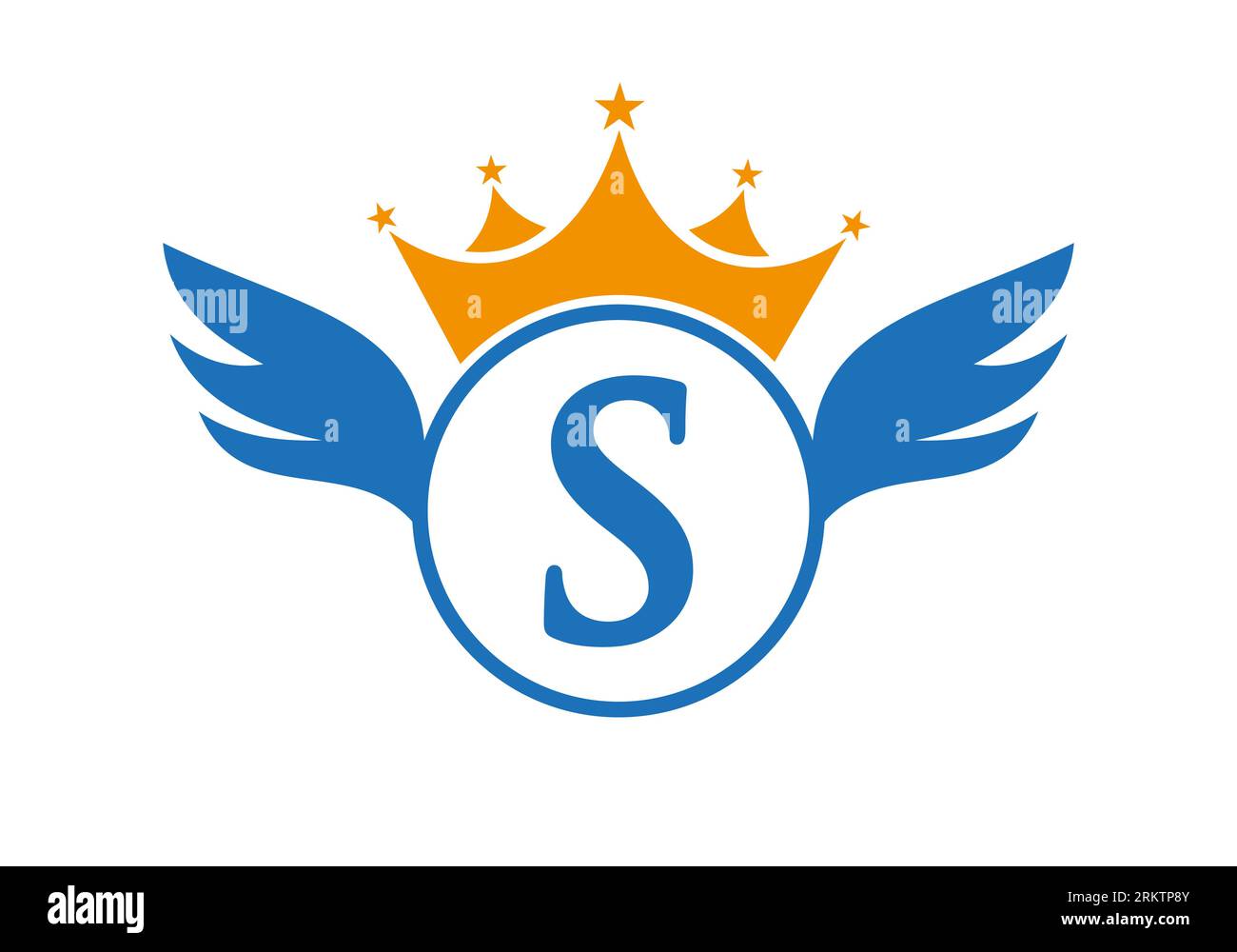 Wing Logo on Letter S Concept With Crown Icon Vector Template. Wing ...