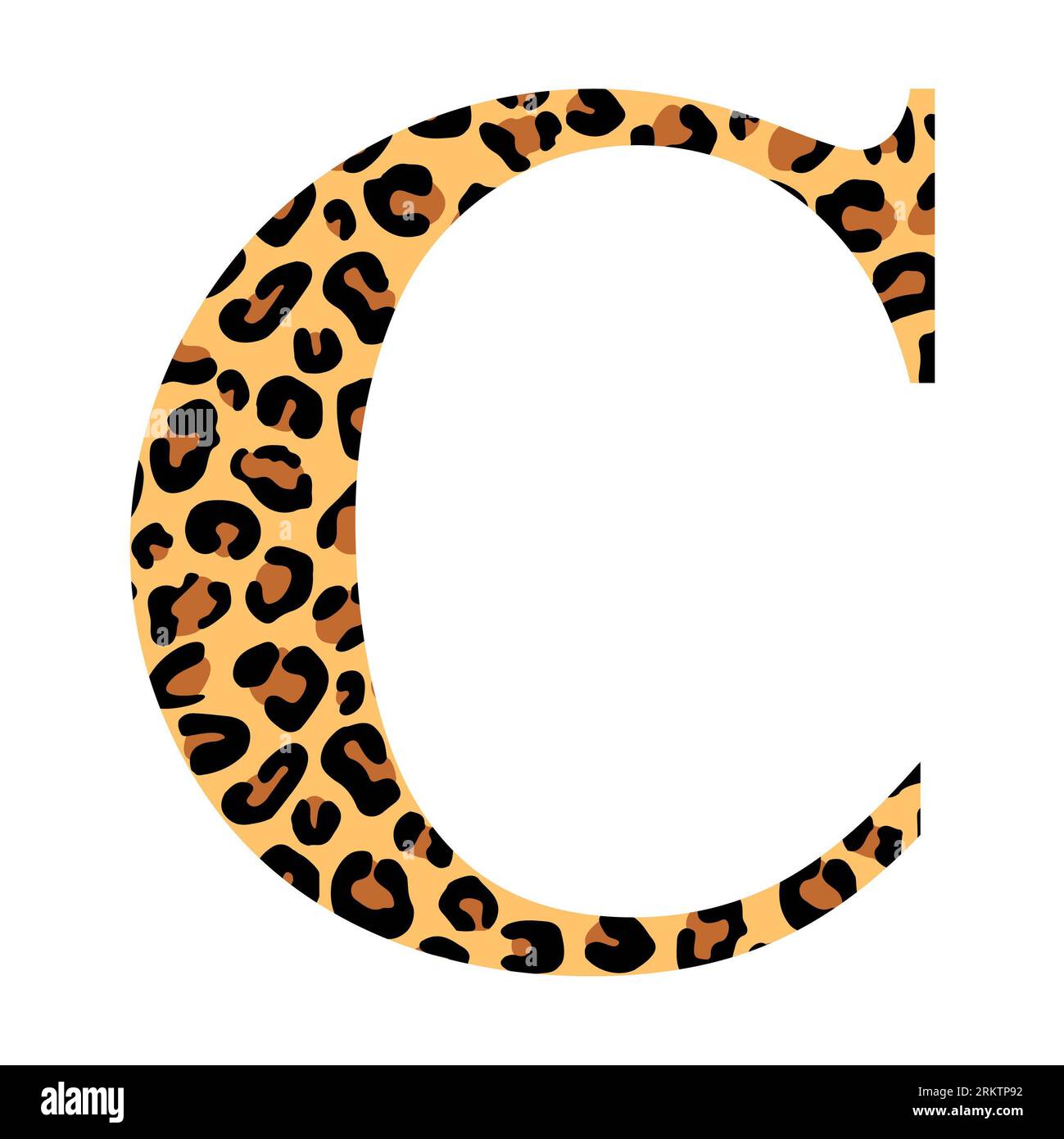 Leopard letter C on white background. Isolated illustration Stock Photo ...