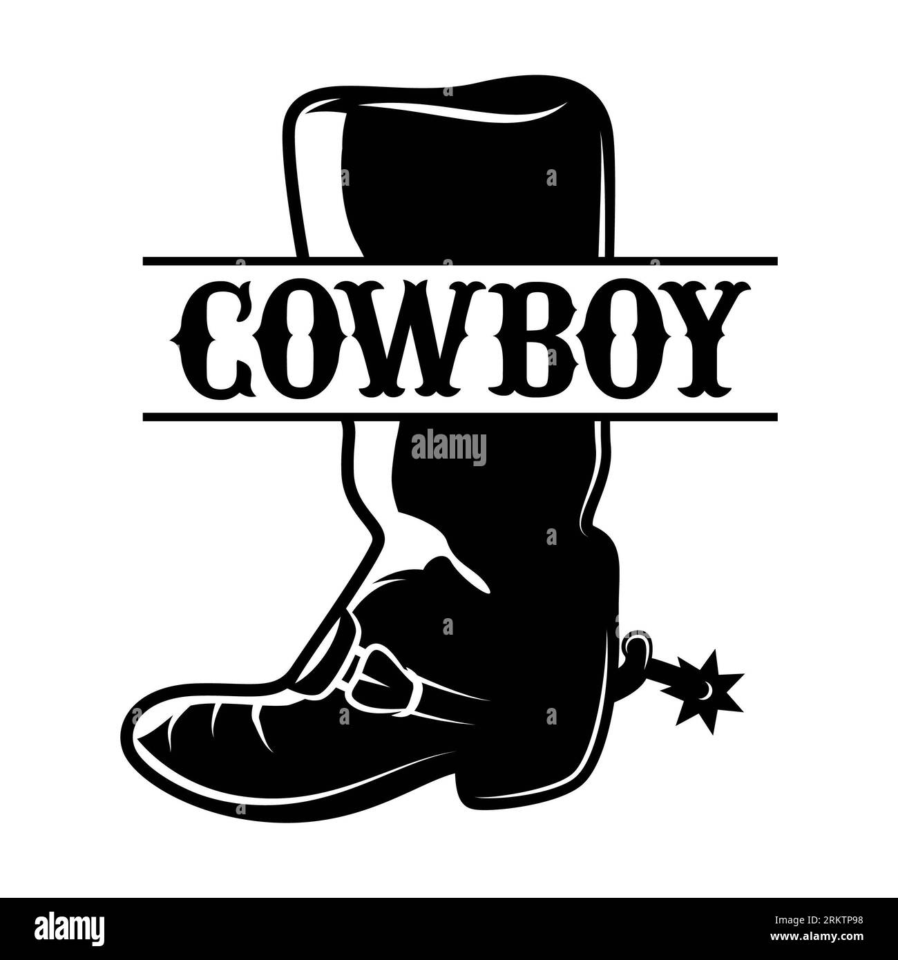 Cowboy boot monogram western font on white background. Isolated ...