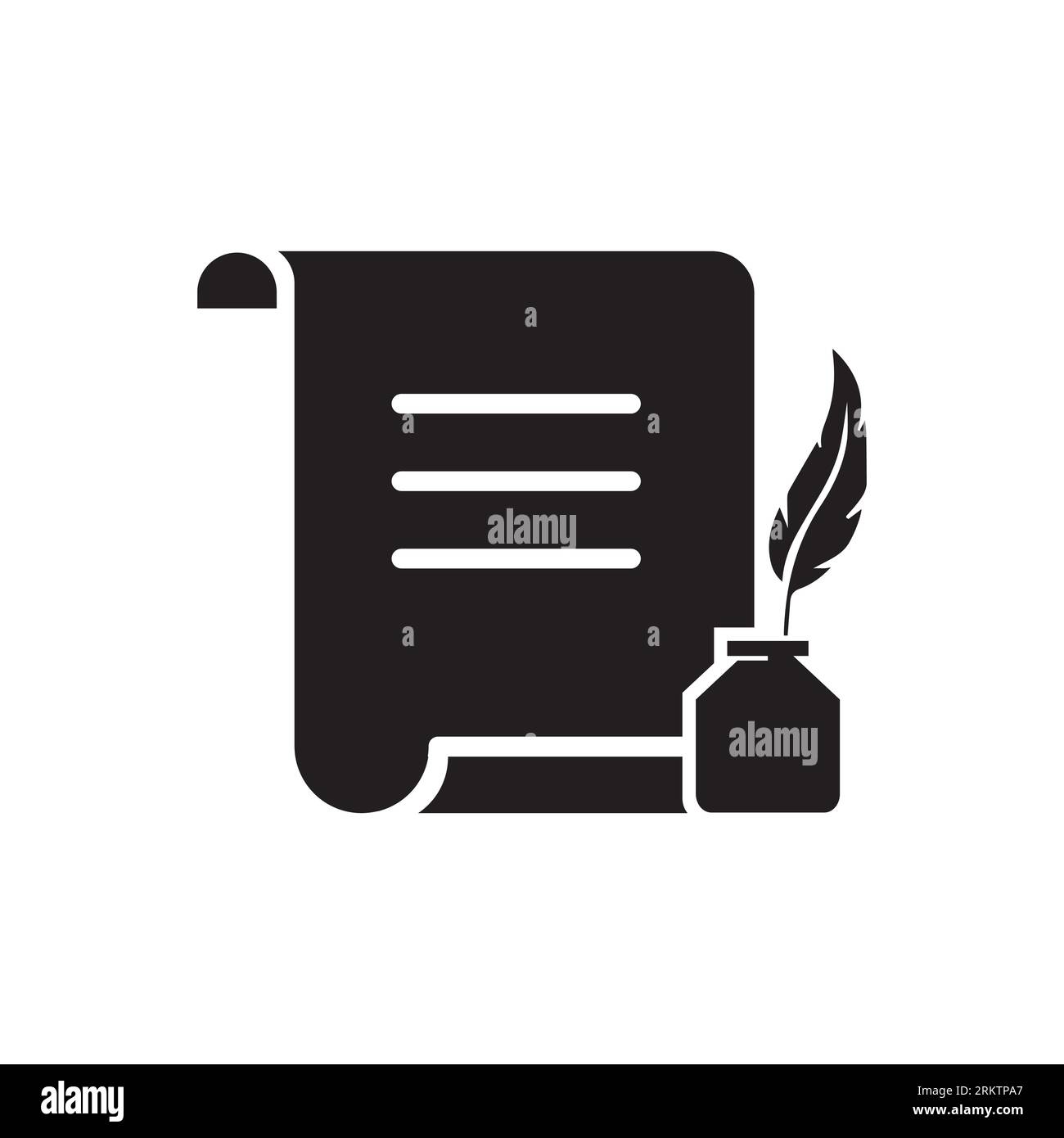 History, writing icon. Solid style for web template and app. Simple ...