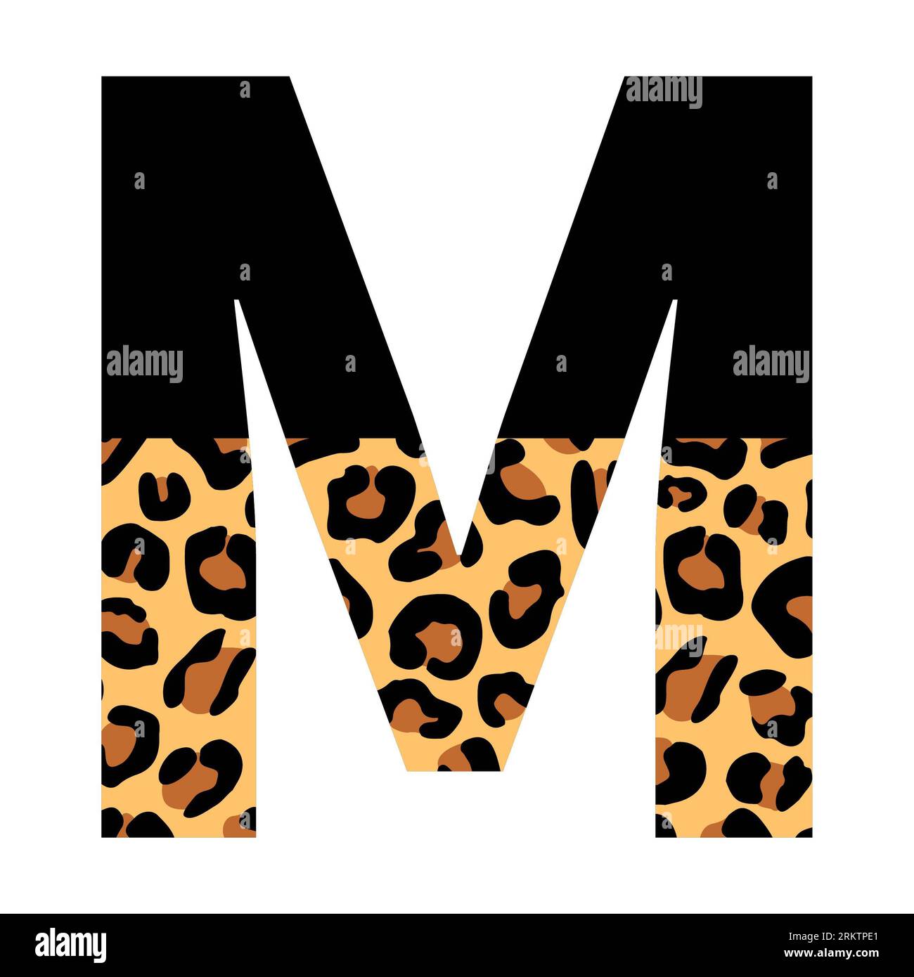 Letter M Uppercase initial eopard print on white background. Isolated ...
