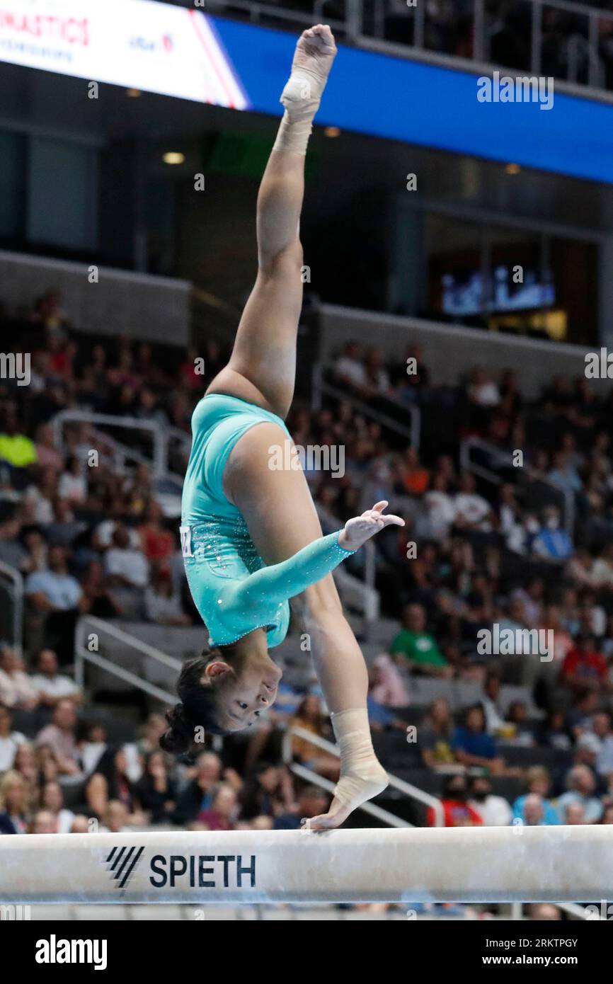 August 25, 2023, SAN JOSE, CALIFORNIA: Myli Lew (215) performs on the ...