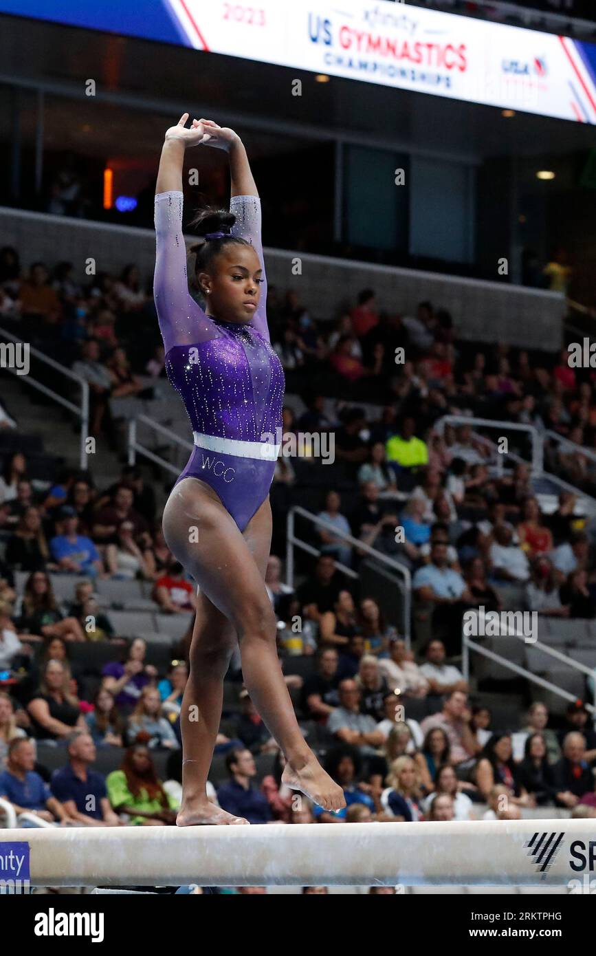 August 25, 2023, SAN JOSE, CALIFORNIA: Zoe Miller (227) performs on the ...