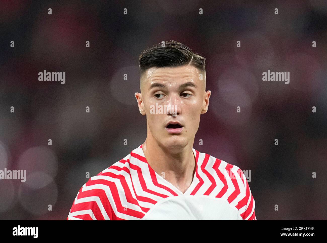 August 25 2023: Christoph Baumgartner (RB Leipzig) looks on during a 1 ...