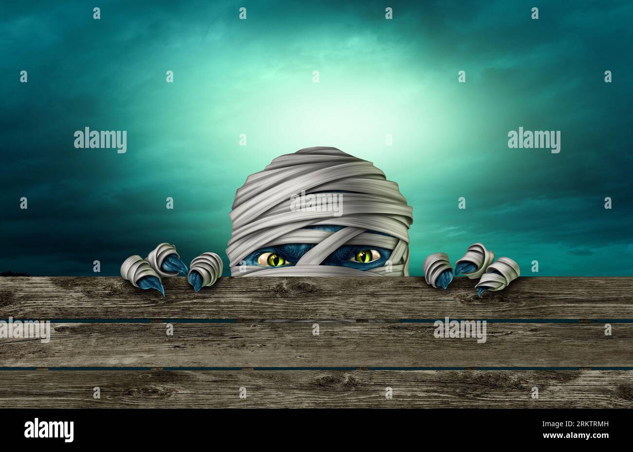 Halloween Mummy Background and eerie bandaged monster as an embalmed ...